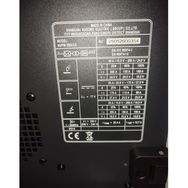 Suvirinimo pusautomatis Hugong NVPM 200 LCD DUAL PULSE 200A, 230V